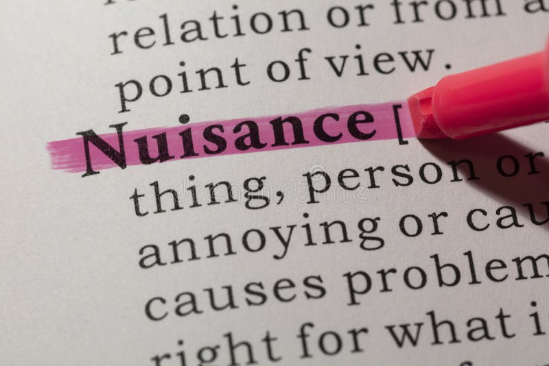Definition of nuisance stock photo. Image of closeup - 188109084