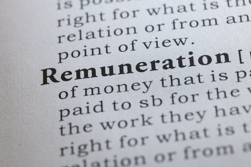 The Word Remuneration on Dollar Usa Background. Reward, Payment and ...