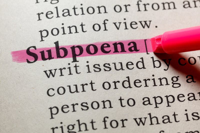 Definition of subpoena stock image. Image of word, court - 137557959