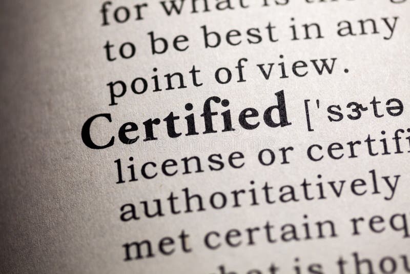 Definition of the Word Certified Stock Photo - Image of fake, page ...
