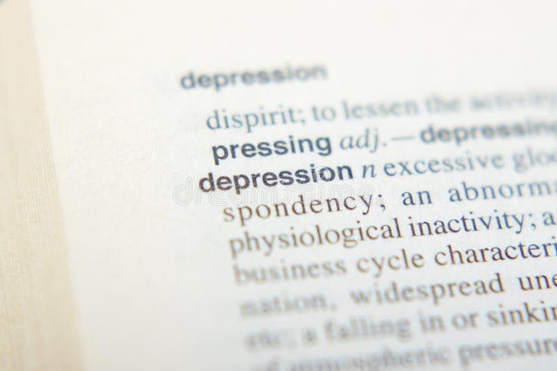 The Definition of the Word Depression in the Dictionary Stock Photo ...