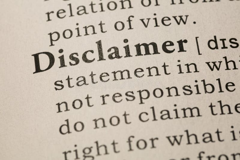 Definition Of Word Disclaimer Stock Photo - Image of claim, legal ...