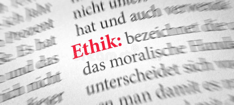 Definition of the Word Ethics in German in a Dictionary - Ethik Stock ...