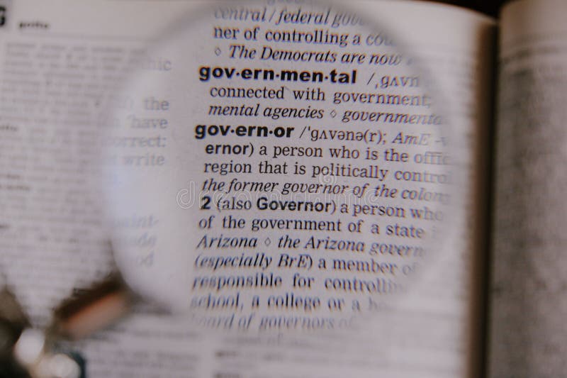 The Definition of the Word Governor in a Dictionary, Under Magnifying ...
