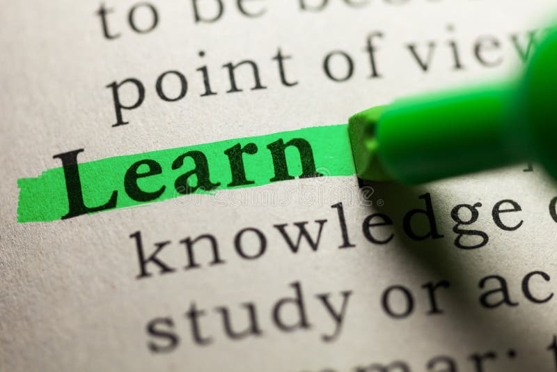 Definition of the Word Learn Stock Image - Image of learn, highlight ...