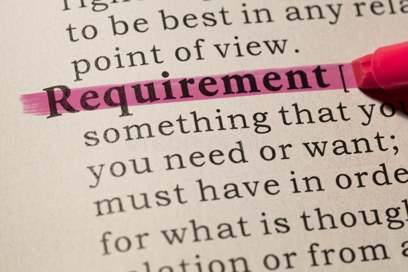 Definition of Word Requirement Stock Photo - Image of requirement ...