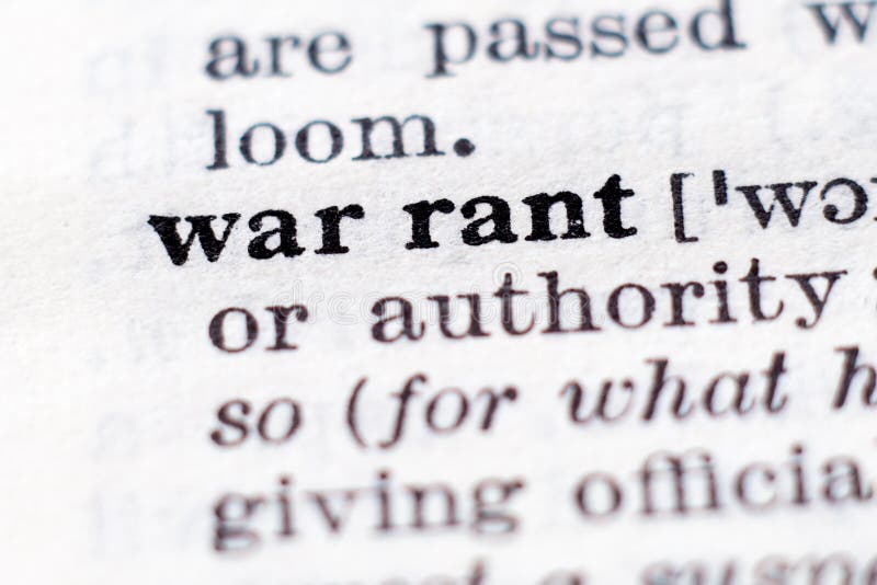 Definition of word Warrant stock image. Image of paper - 186367289