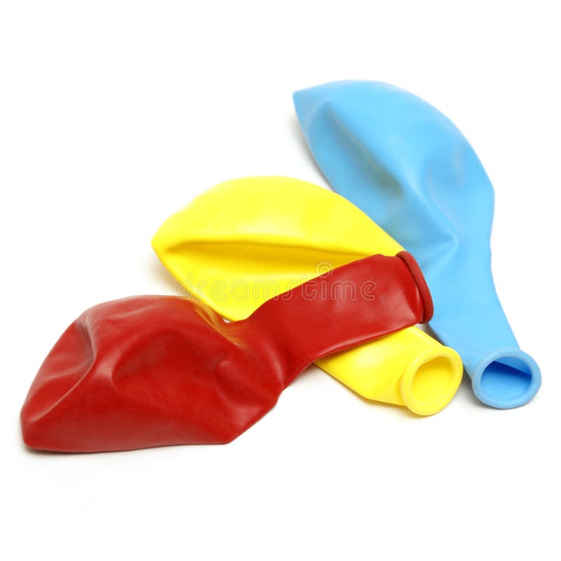 Deflated Balloon Isolated on White Stock Photo - Image of play ...