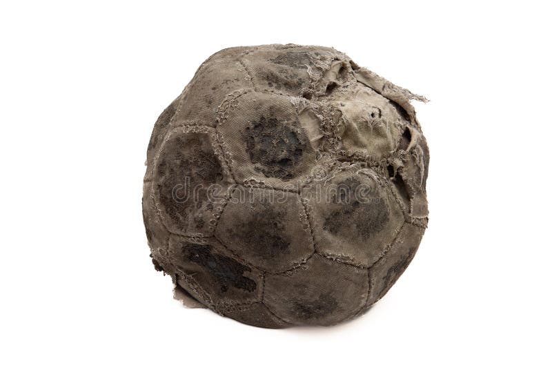 Deflated Old Soccer Ball Isolated on White Background Stock Photo ...