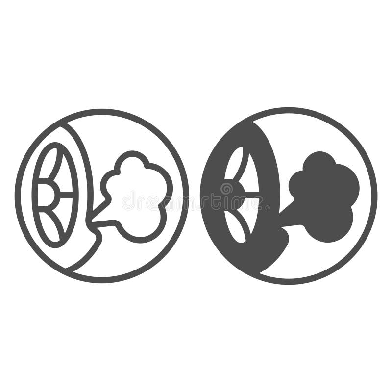 Deflated Tire Wheel Line and Solid Icon, Tires Fitting Concept. Vector ...