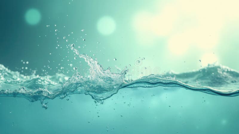 Defocused Aqua-mint Liquid Colored Clear Water Surface Texture with ...