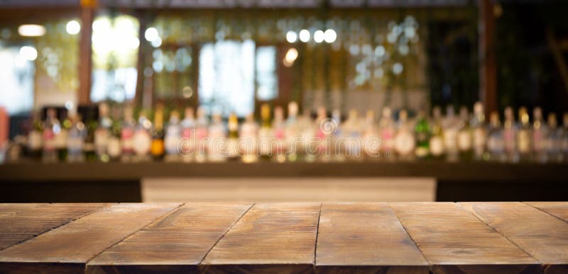 Defocused Background and Bottles of Restaurant, Bar or Cafeteria ...