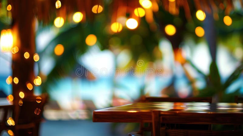 Defocused Beachside Bar Scene with Modern Summer Lifestyle Aesthetics ...