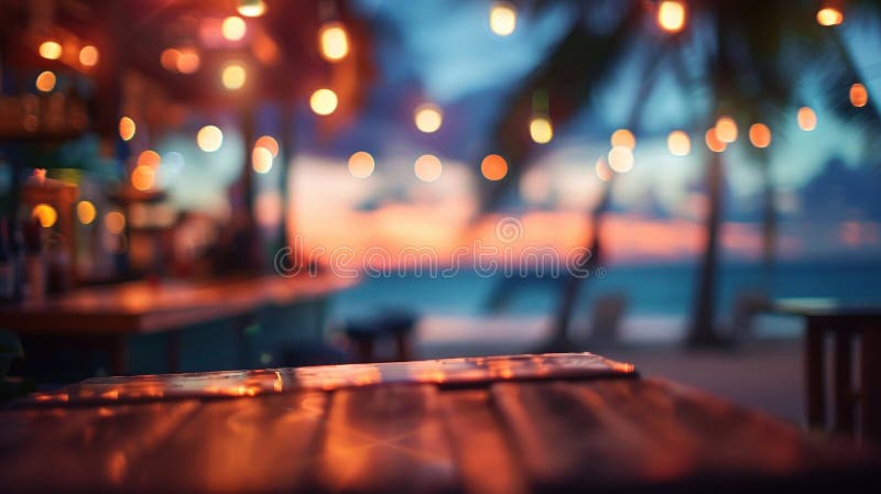 Defocused Beachside Bar Scene with Modern Summer Lifestyle Aesthetics ...