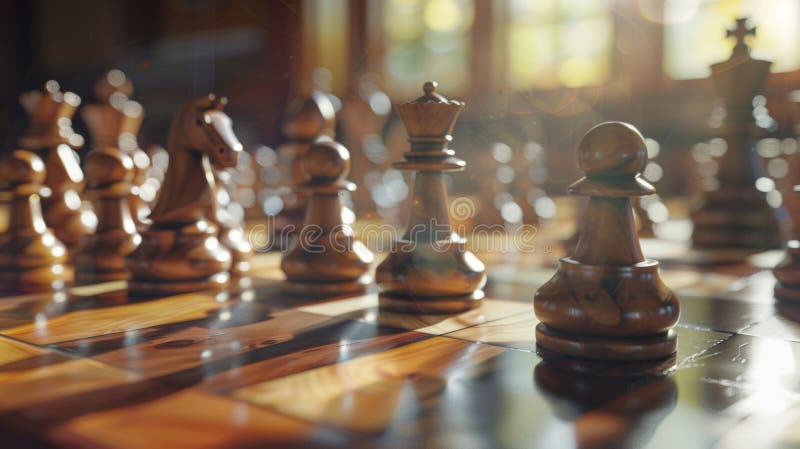 Defocused Chess Pieces Haphazardly Tered Across the Board Stock Photo ...