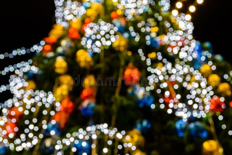 Defocused Christmas Lights and Decorations for the Background Stock ...