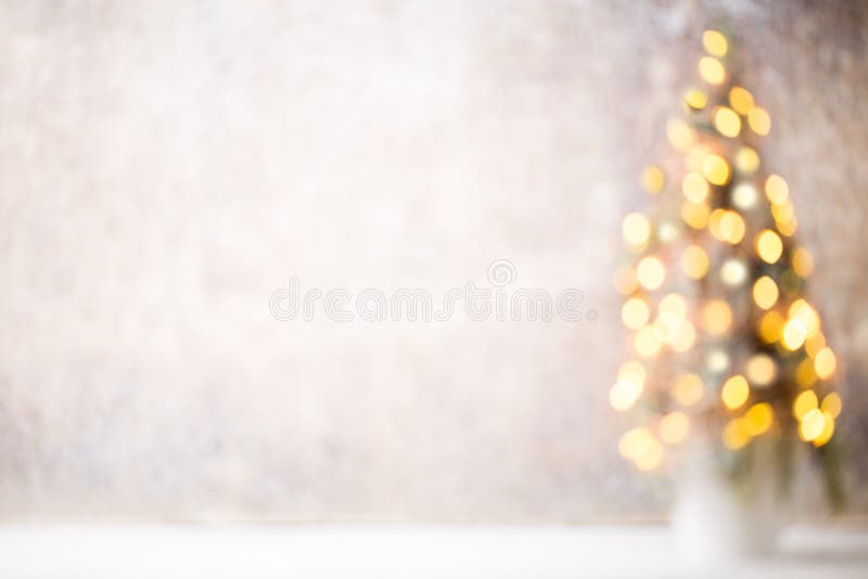 Defocused Christmas Tree Silhouette with Blurred Lights. Stock Photo ...