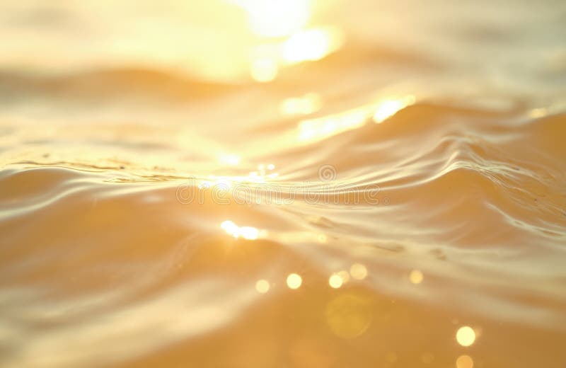 Defocused Clear Yellow Water Surface Texture with Splashes Bubbles ...