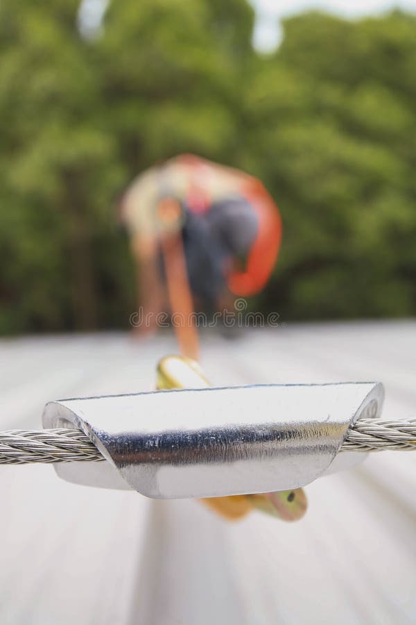 Defocused of Construction Worker Using Fall Restraint Protection ...