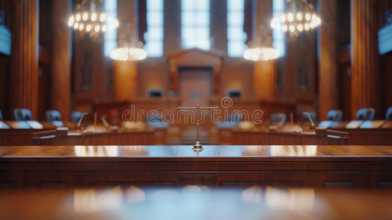 Defocused Courtroom Panorama the Blurred Backdrop of a Stately ...