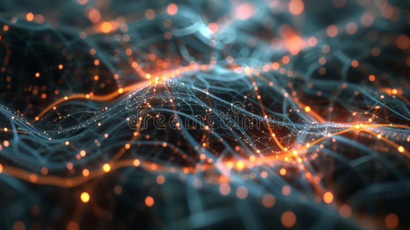 Defocused Futuristic Network of Glowing Intersecting Pathways ... Defocused Futuristic Network of Glowing Intersecting Pathways ...