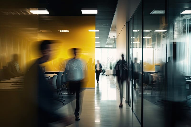 Defocused Group of People Moving in the Office. Generative Ai Stock ...
