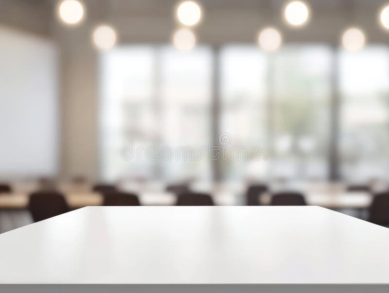 Abstract Blur Classroom Interior with Desks and Whiteboard Stock ...