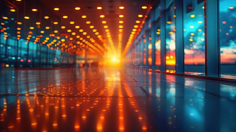 Defocused Image Modern Interior Urban Corridor Hall Architecture ...
