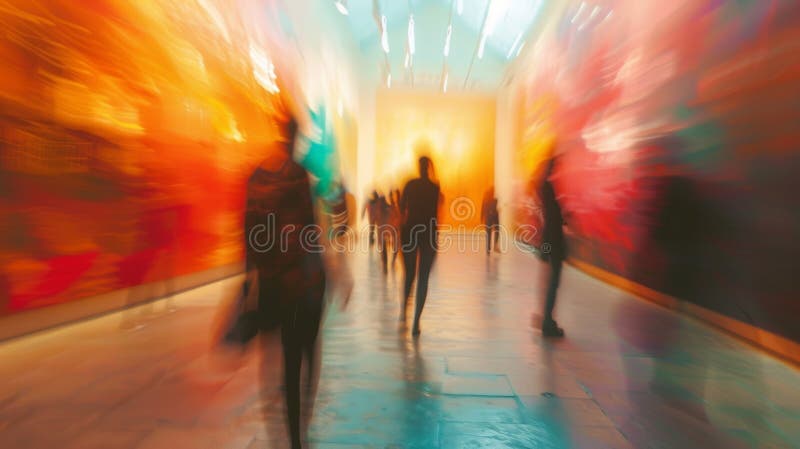 A Defocused Perspective of an Art Space with Swirling Colors and ...