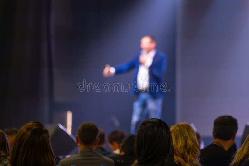 Defocused Speaker Addressing Audience in a Conference Setting Stock ...