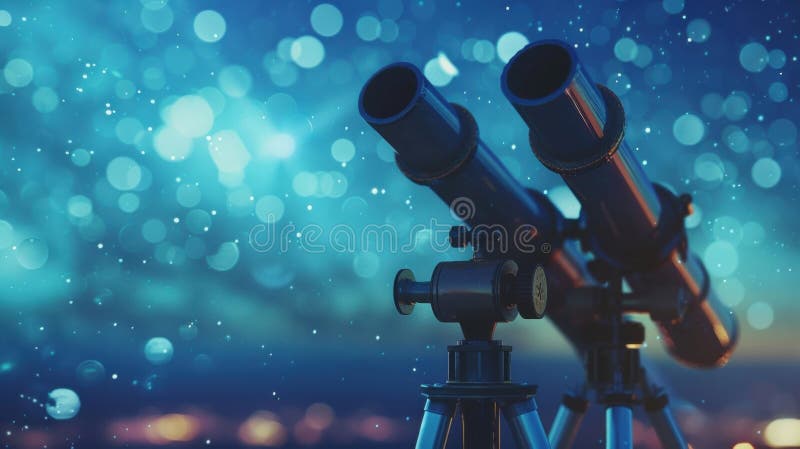 Defocused Telescopes Pointing Towards the Starry Night Sky Stock Image ...