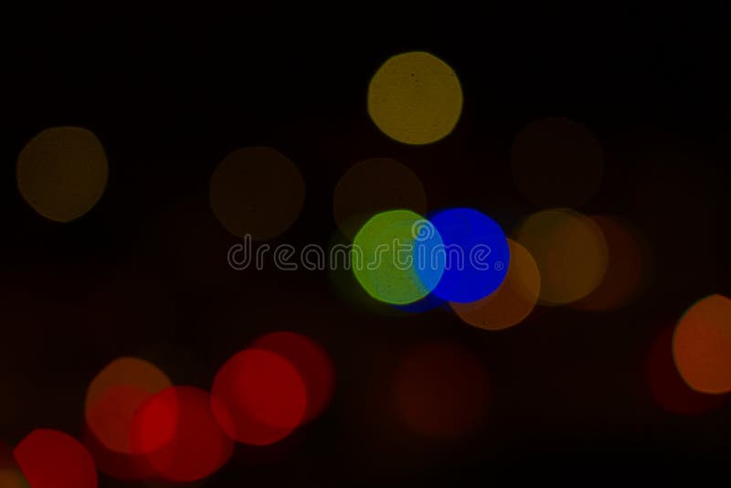 Defocused Traffic Lighting Light Balls with Various Colors in Random ...