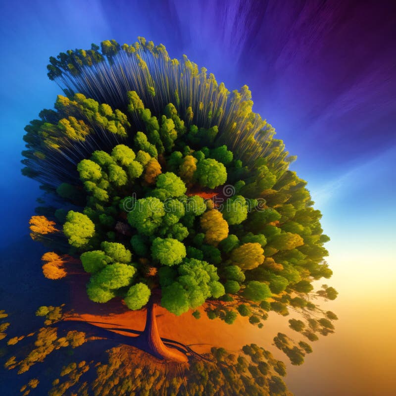 Deforest Environmental Problem, Aerial Split Image from Above Top View ...