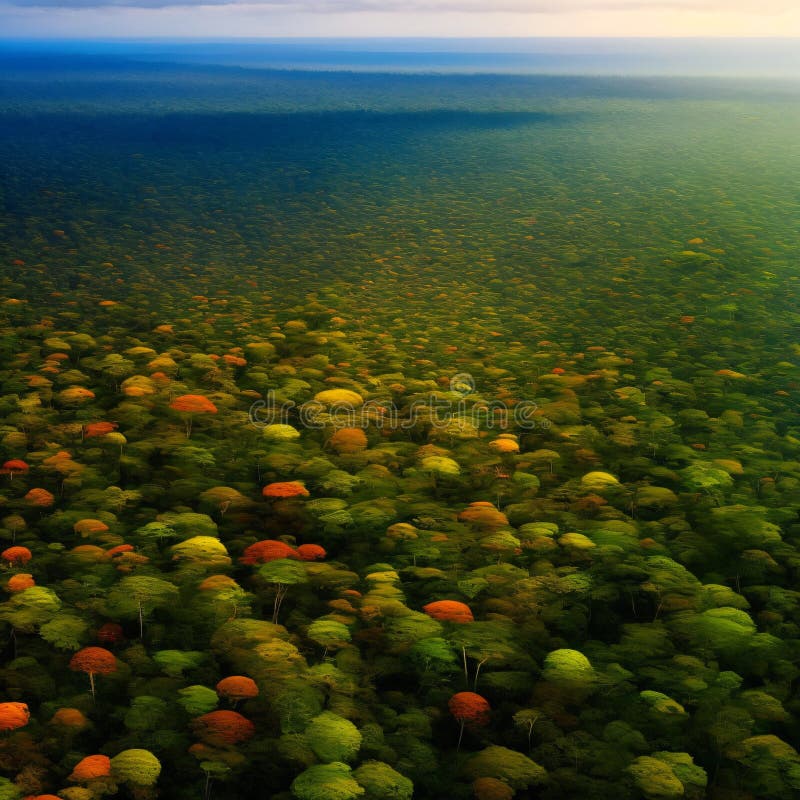 Deforest Environmental Problem, Aerial Split Image from Above Top View ...