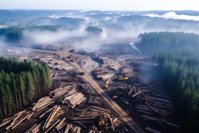 Deforestation Aerial Drone Photo Stock Illustration - Illustration of ...