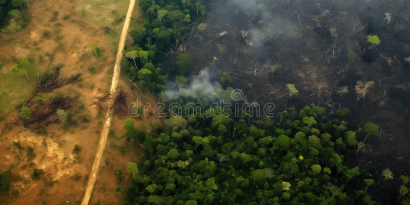Deforestation of the Amazon Forest - Areal View Stock Illustration ...