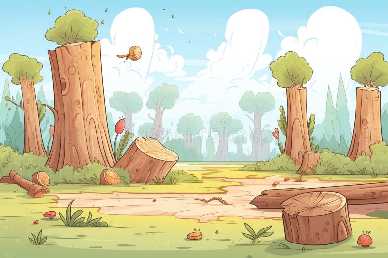 Deforestation, Area in Forest with Stumps Stock Illustration ...