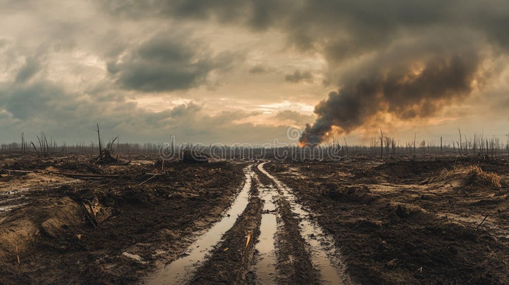 Deforestation Burning Forest Damaged Landscape Environmental Disaster ...
