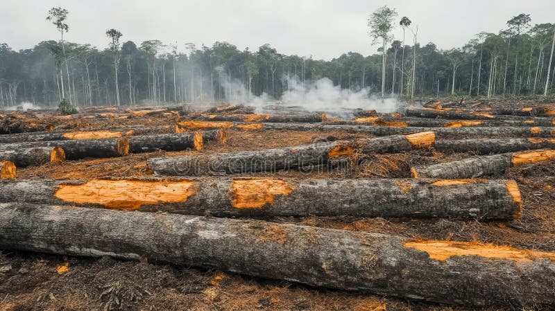 Deforestation Burning Trees Causing Environmental Damage in Rainforest ...