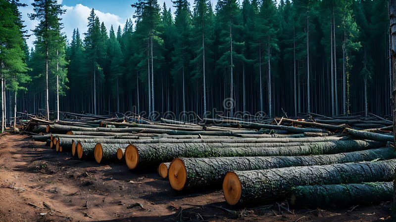 Deforestation, Cut Trees Lie on the Ground in the Middle of the Forest ...