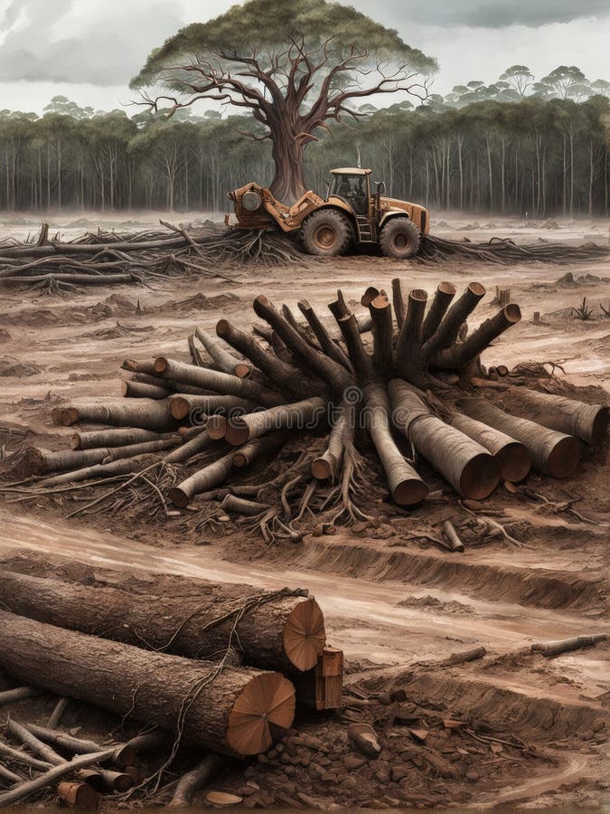 Deforestation and Deforestation. 3d Stock Illustration - Illustration ...