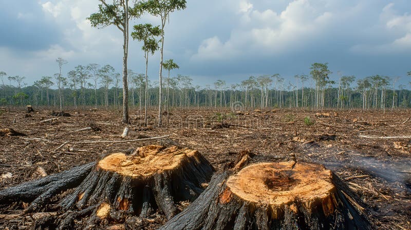 Deforestation Destroying Amazon Rainforest: Burnt Tree Stumps and ...