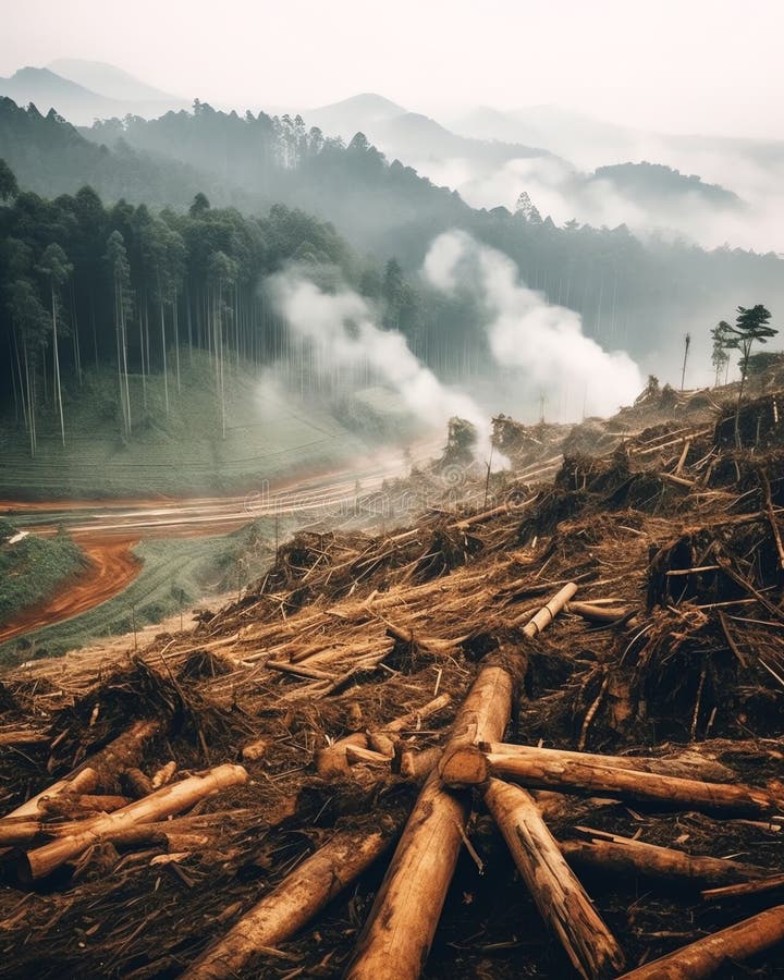 177_Deforestation_environmental_problem_1687319247155_2 Stock Illustration - Illustration of ...