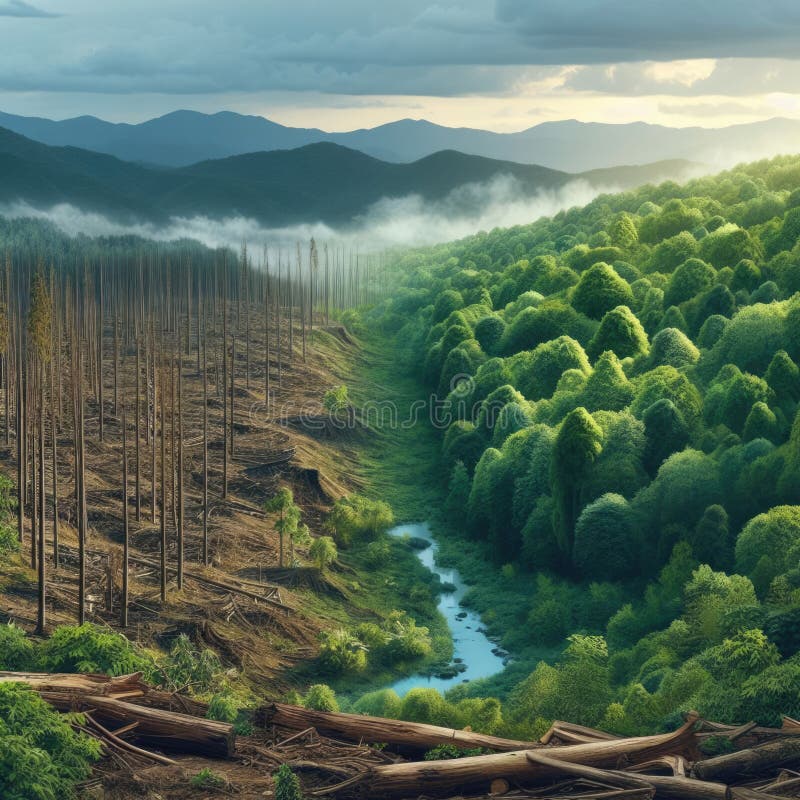 Deforestation of a Forest, Illustration Stock Illustration ...