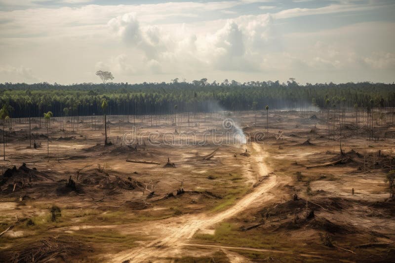 Deforestation Has Left the Earth and Desolate Stock Illustration ...
