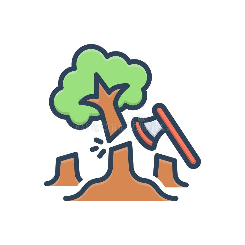 Color Illustration Icon for Deforestation, Erosion and Timber Stock ...