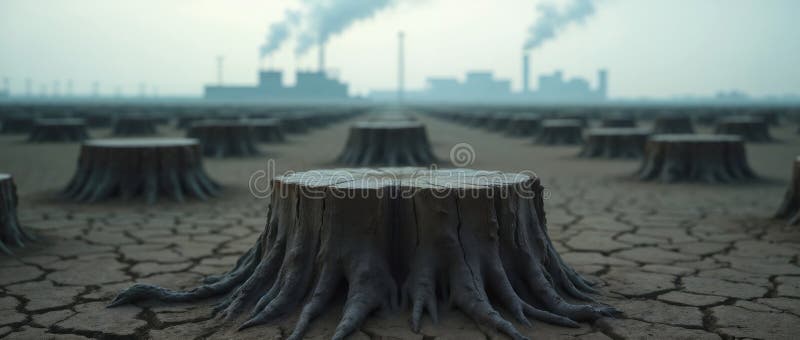 Deforestation and Industrial Pollution Destroying the Environment Stock ...