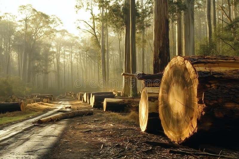 Deforestation. Logging Industry. Logs of Wood are Laid Out in the ...