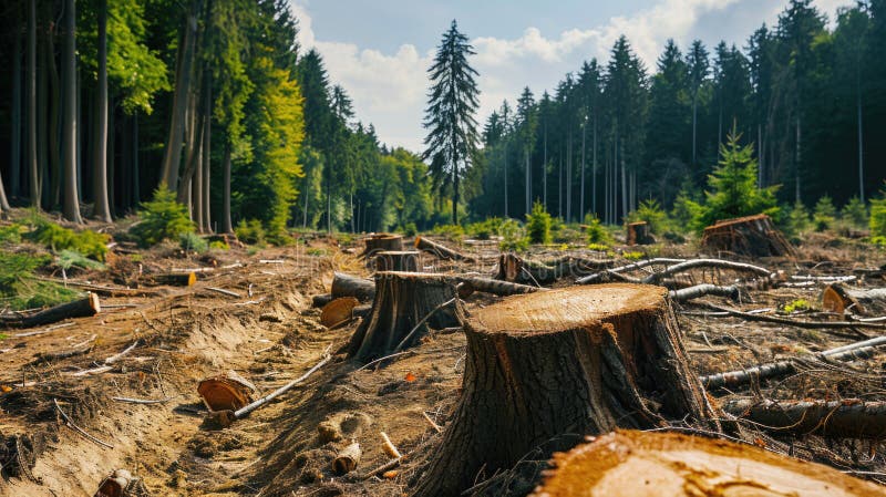 Deforestation. Many Trees Cuts on the Ground Stock Image - Image of ...