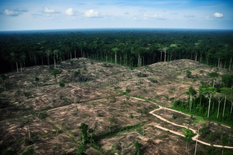 Deforestation Problem Concept. Loss of Trees Causing Climate Change ...